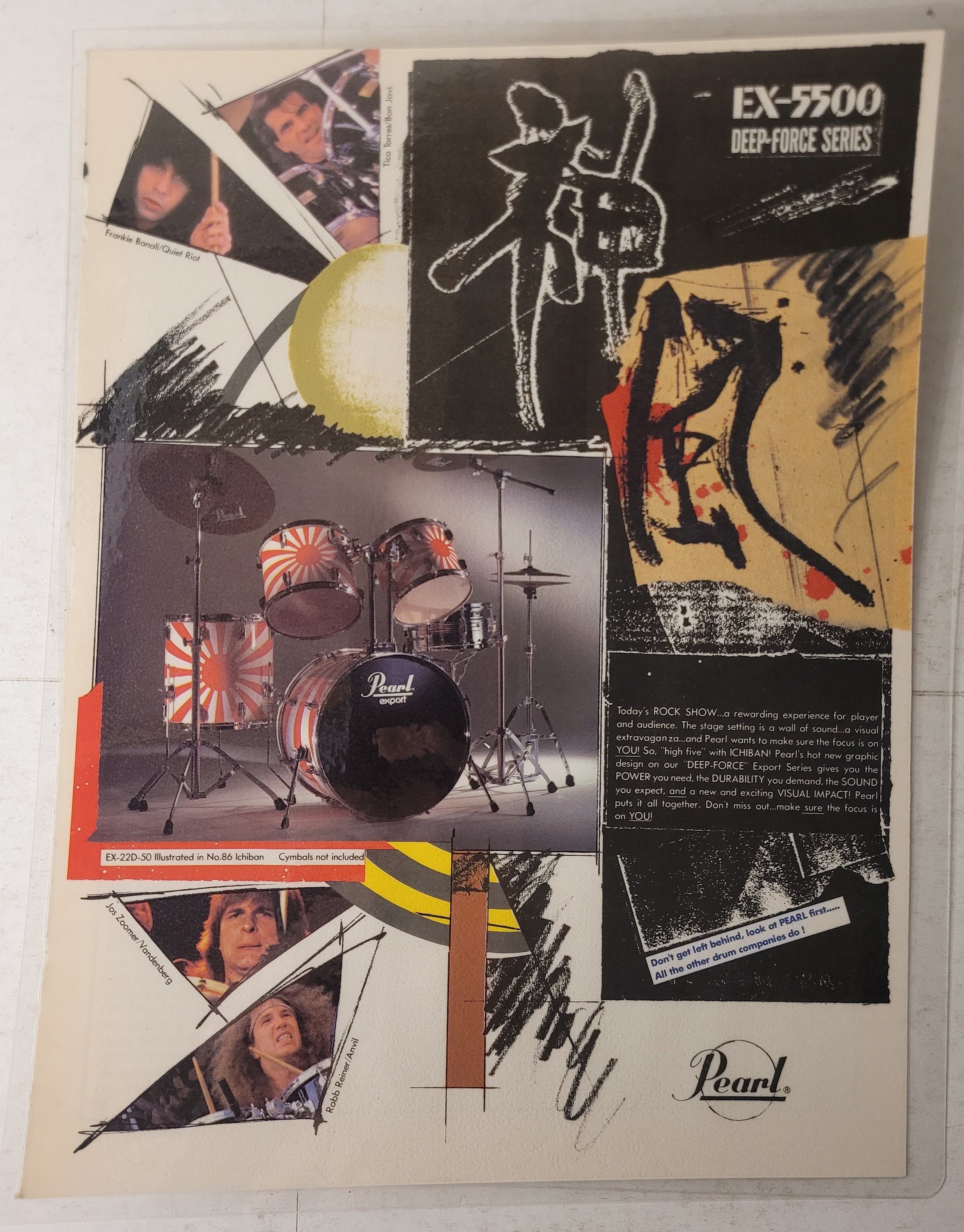 Pearl Export Drums EX-5500 Deep-force Series Japan Drum Kit Magazine Ad ...