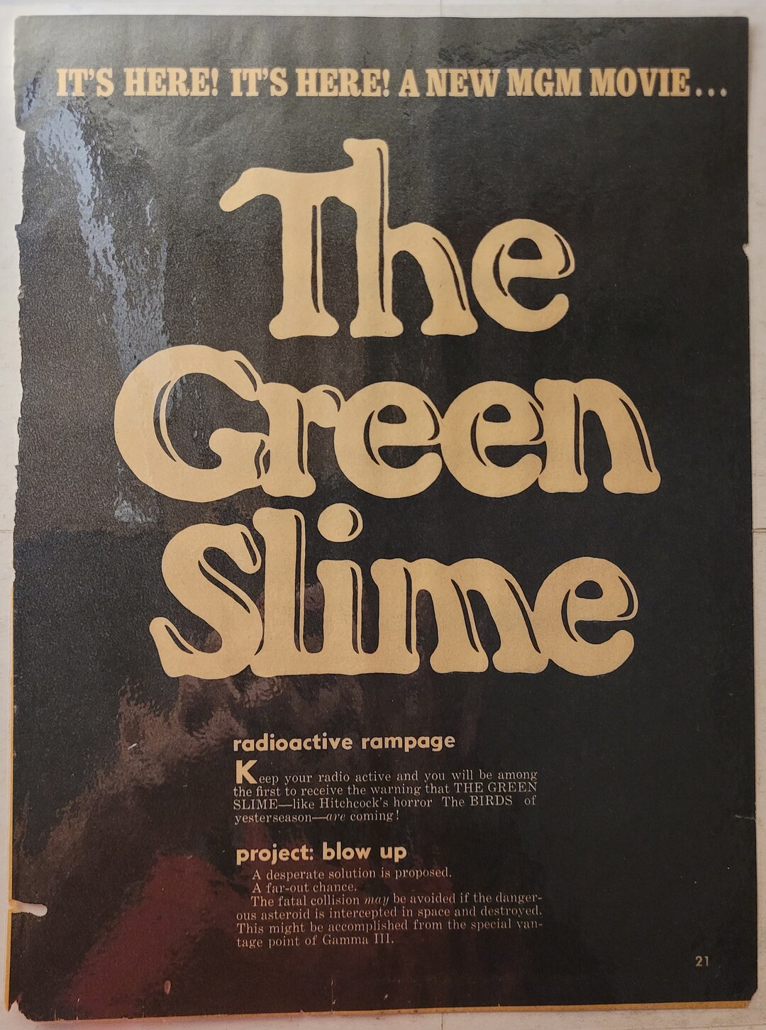 The Green Slime Magazine Ad From Vintage Famous Monsters Magazine (1966 ...