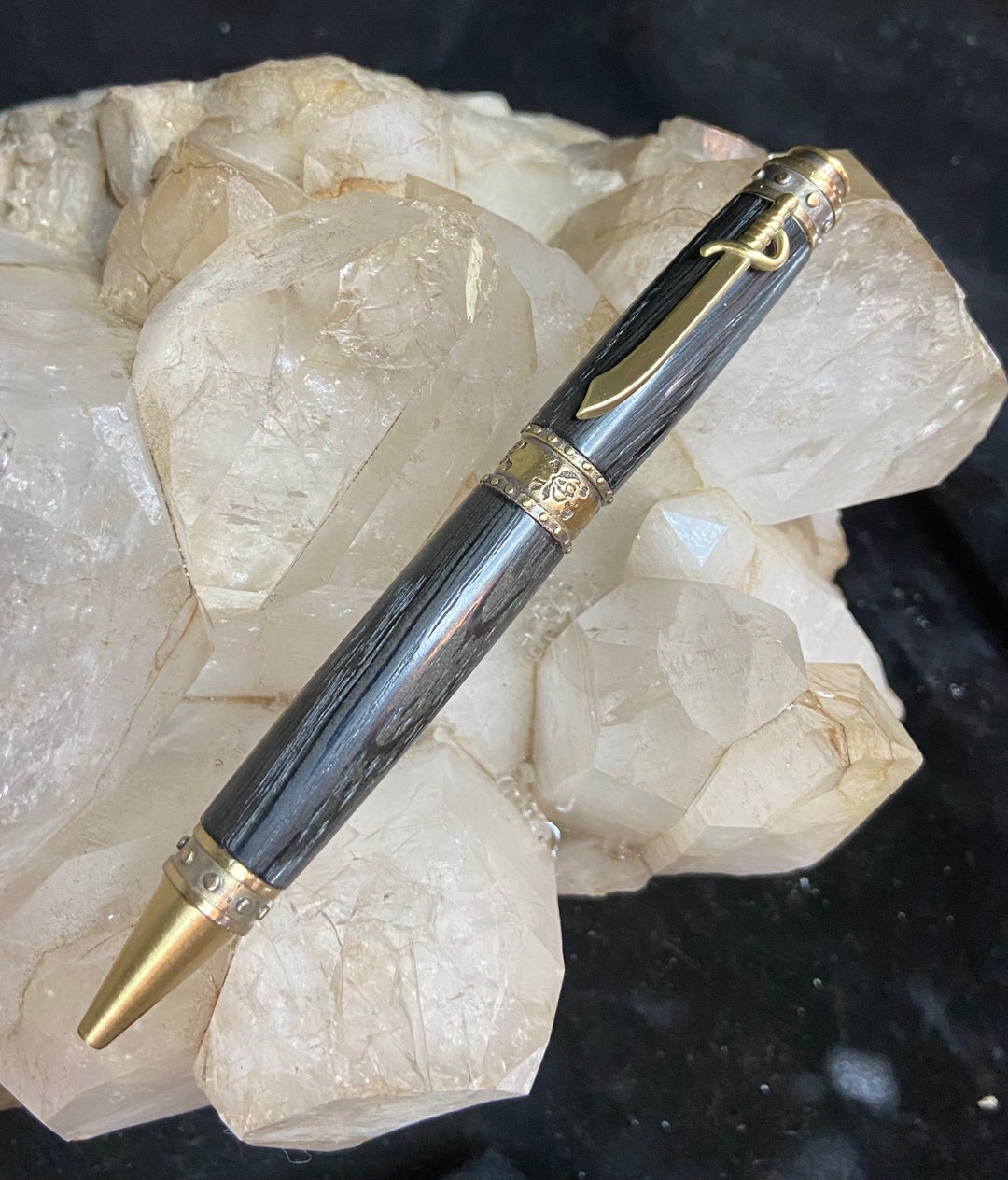 Pirate Pen With Antique Brass Finish, Ancient Bog Oak Barrel - Etsy