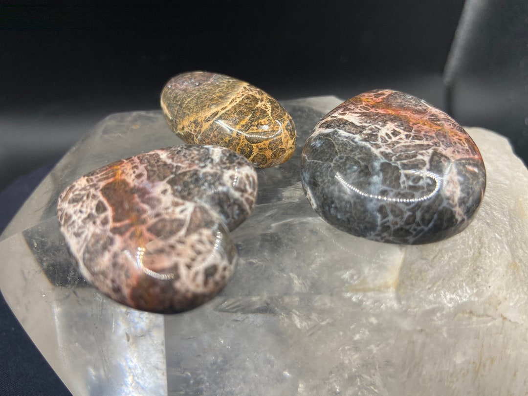 Set of 3 Gorgeous Lightning Stone Cabochons for Jewelry Making, Perfect ...