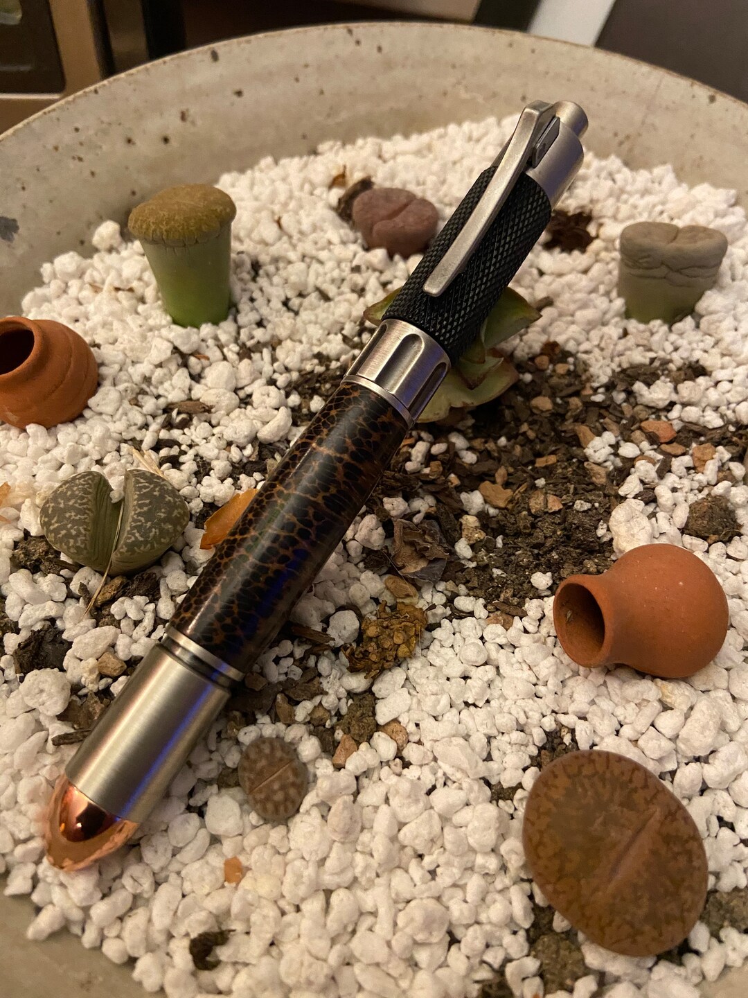 Revolver Click Pen With Cross Cut Black Palm Wood Barrel - Etsy