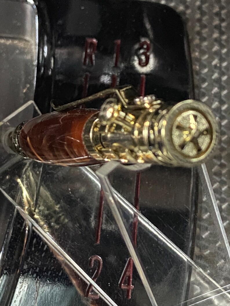 Mini Gold Finish Gear Shift Pen Only 41/8 Inch Long With a Brown and ...