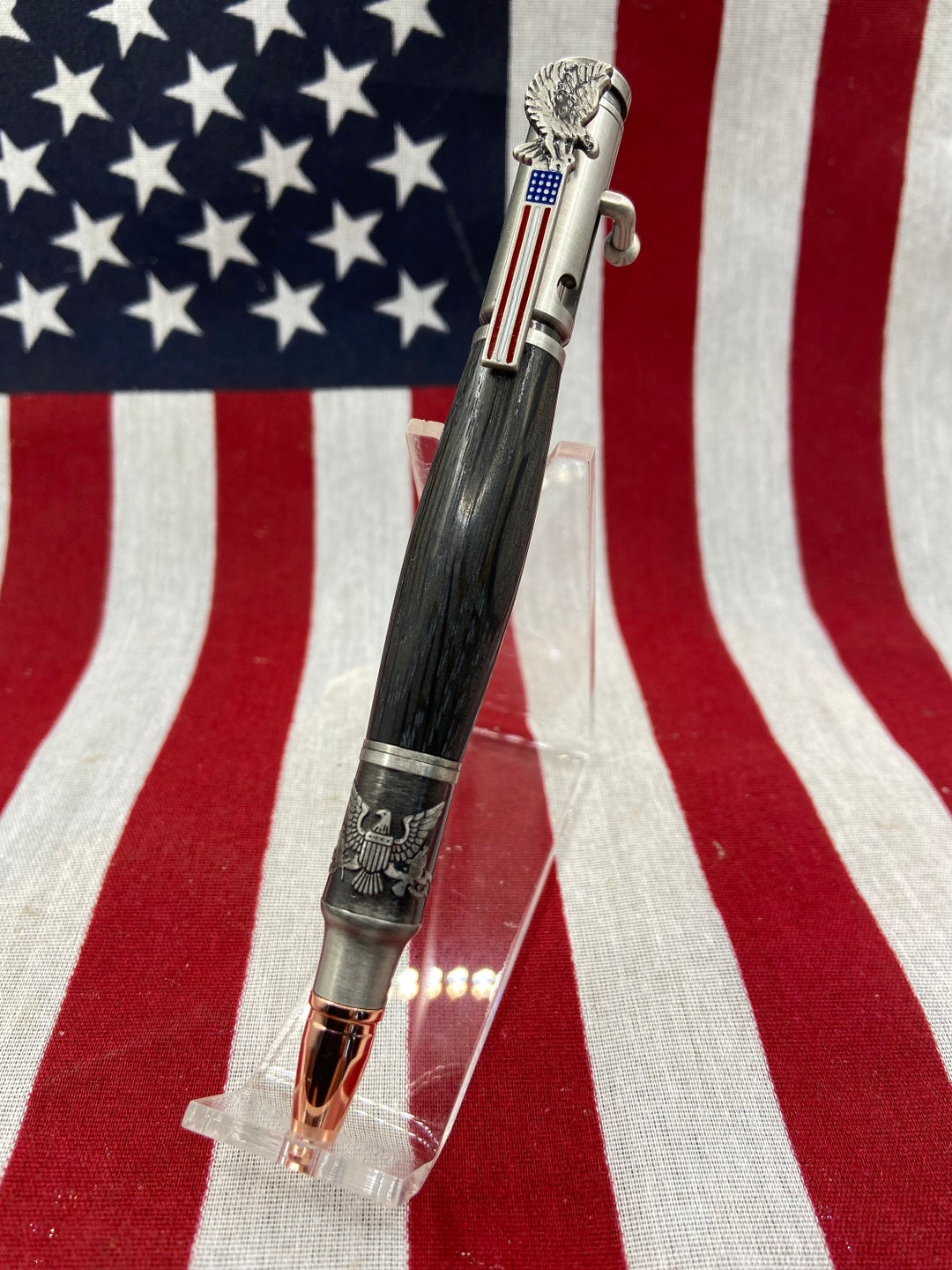 Bald Eagle Insignia Flag Bolt Action Pen With Ancient Bog Oak - Etsy