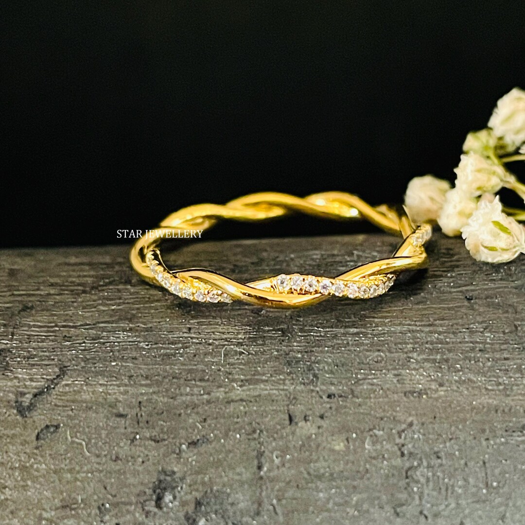 Handmade Twisted Lab Diamond Ring: Certified Rope Band, Minimal Twist ...
