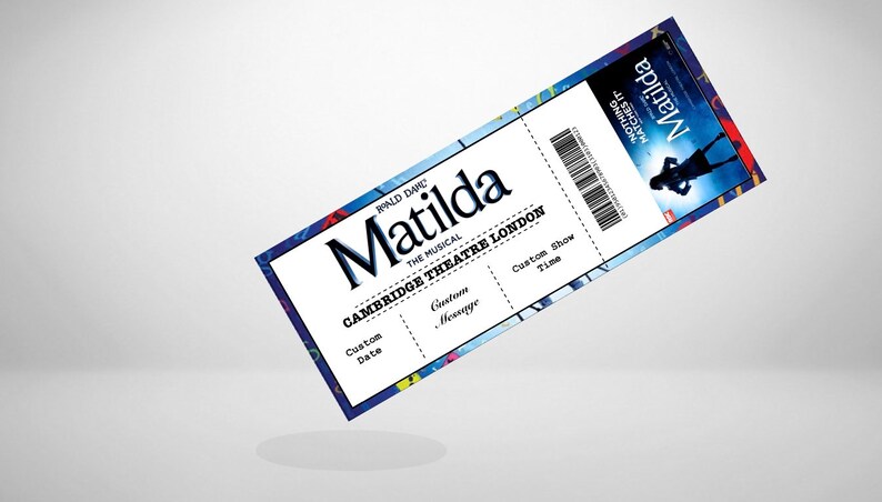 Matilda the Musical Custom Theatre Fake Ticket Surprise Theatre Ticket ...