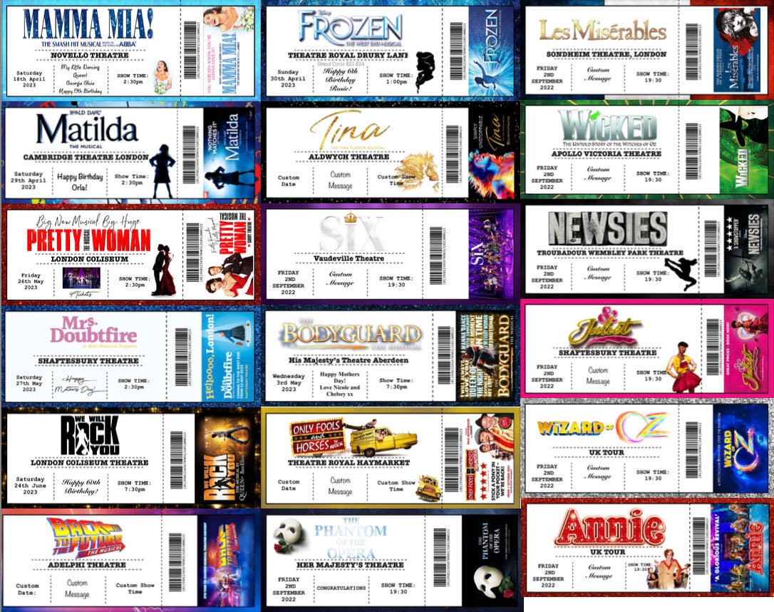 Matilda the Musical Custom Theatre Fake Ticket Surprise Theatre Ticket ...