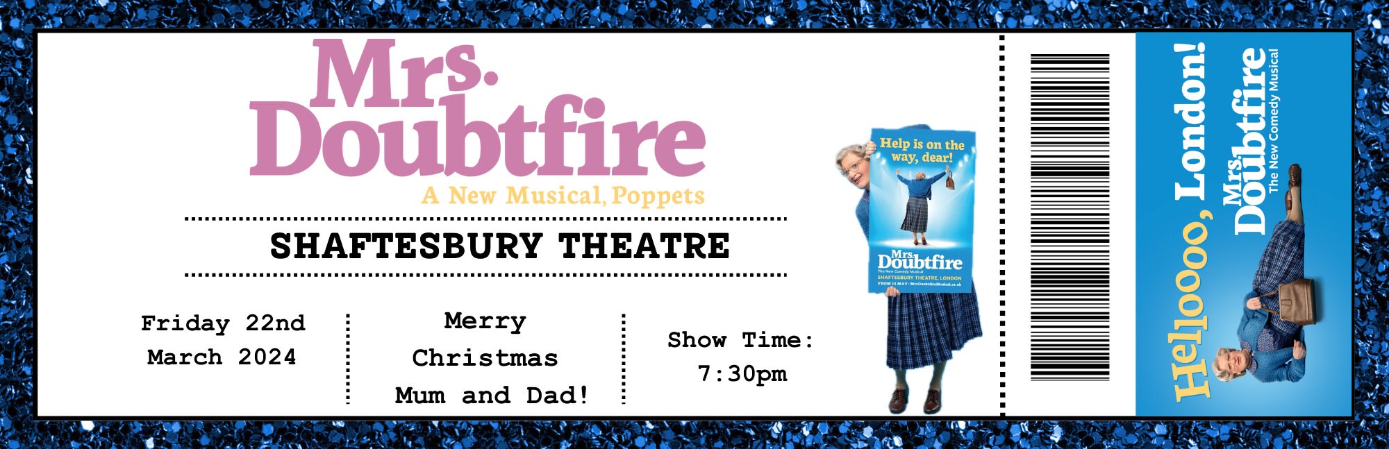 Mrs Doubtfire Musical Custom Theatre Fake | Ticket Surprise Theatre ...