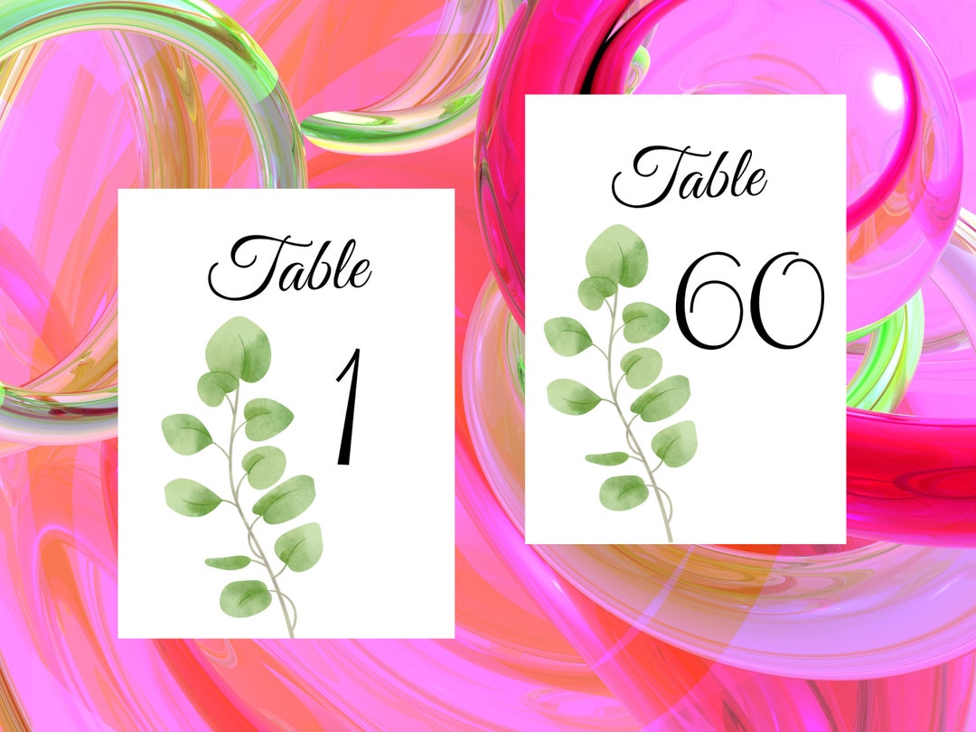 Minimal Ivy Stem Wedding Table Numbers Boho Style Digital Download ...