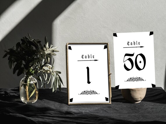 Gothic victorian numbers Wedding printable Wedding table numbers Gothic ...