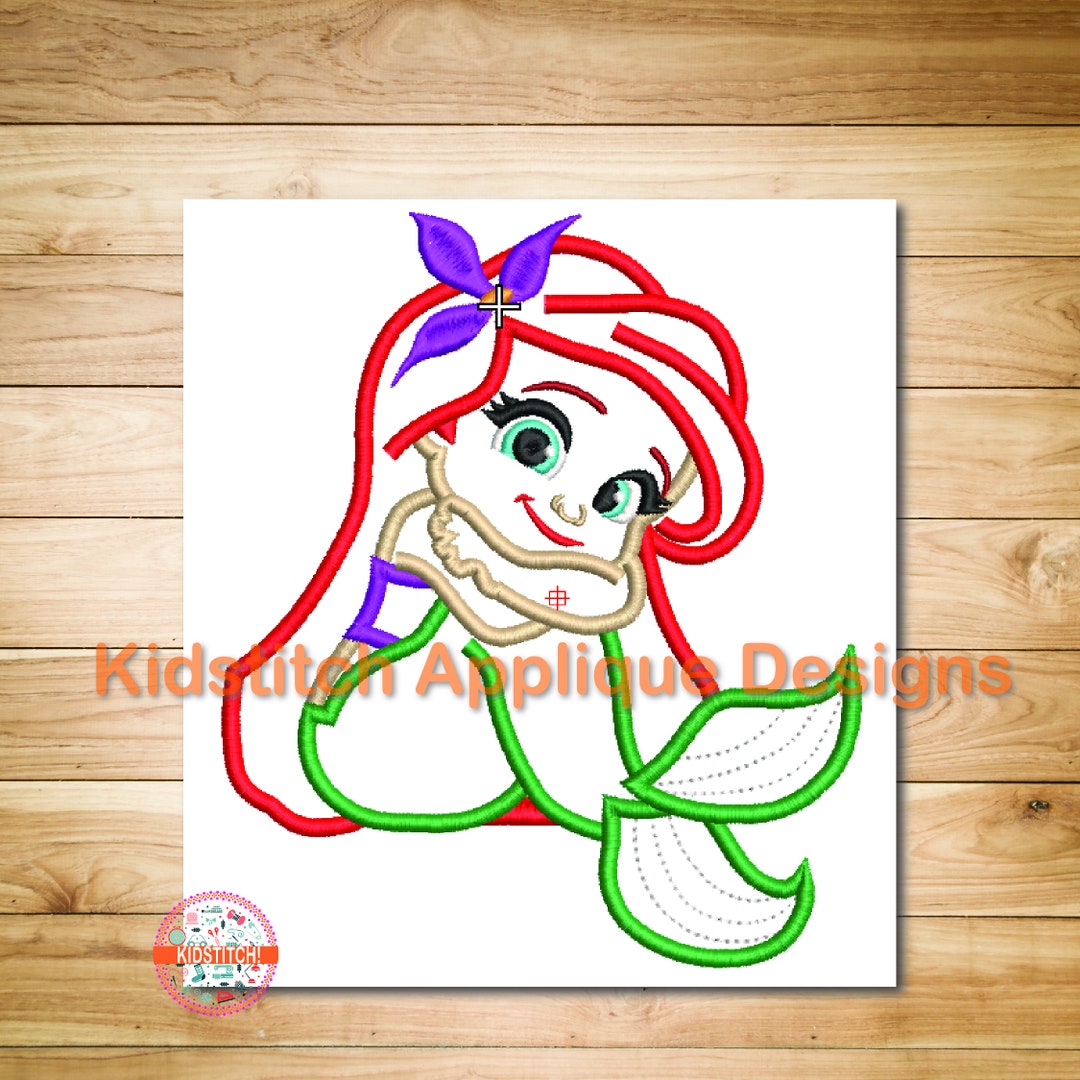 Little Mermaid Digital Machine Embroidery Applique Design, Mermaid ...
