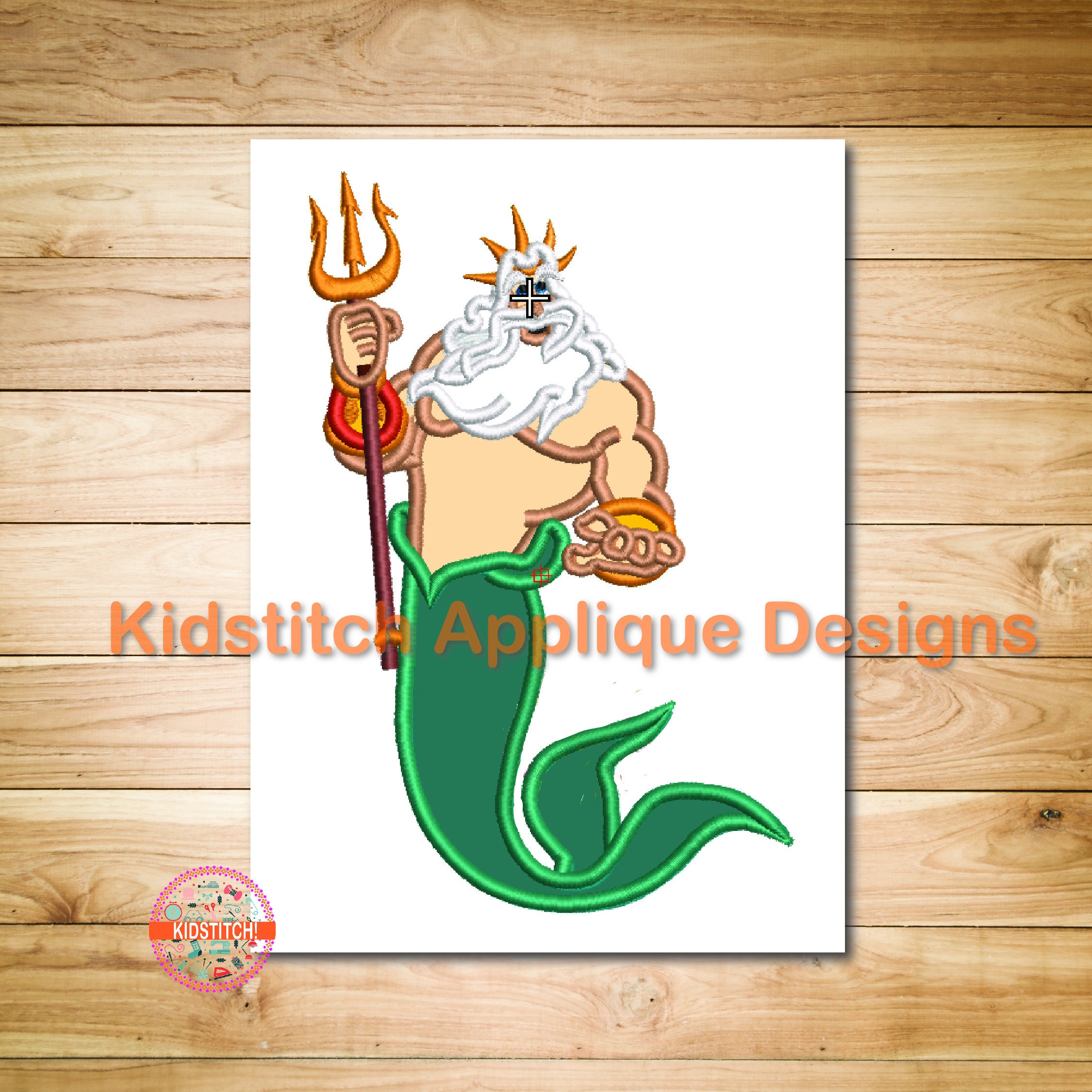 King Triton Mermaid Digital Machine Embroidery Applique Design, Triton ...