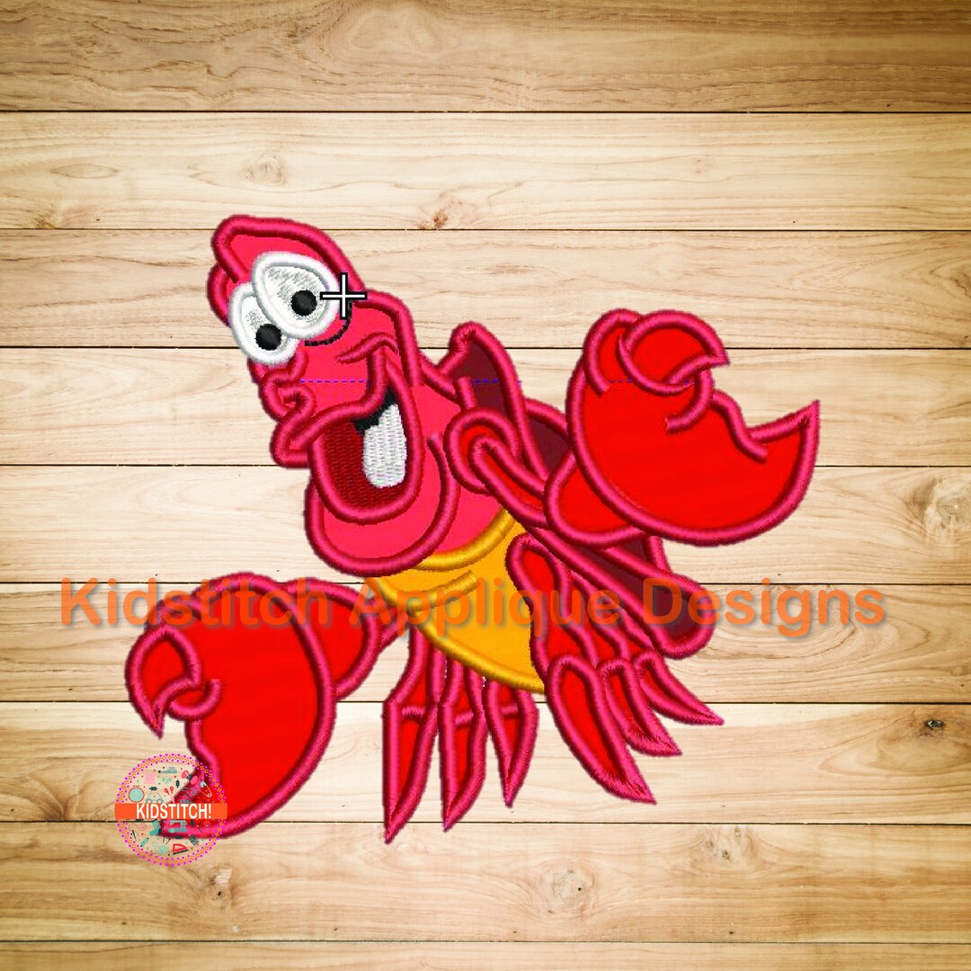 Sebastian Little Mermaid Digital Machine Embroidery Applique Design ...
