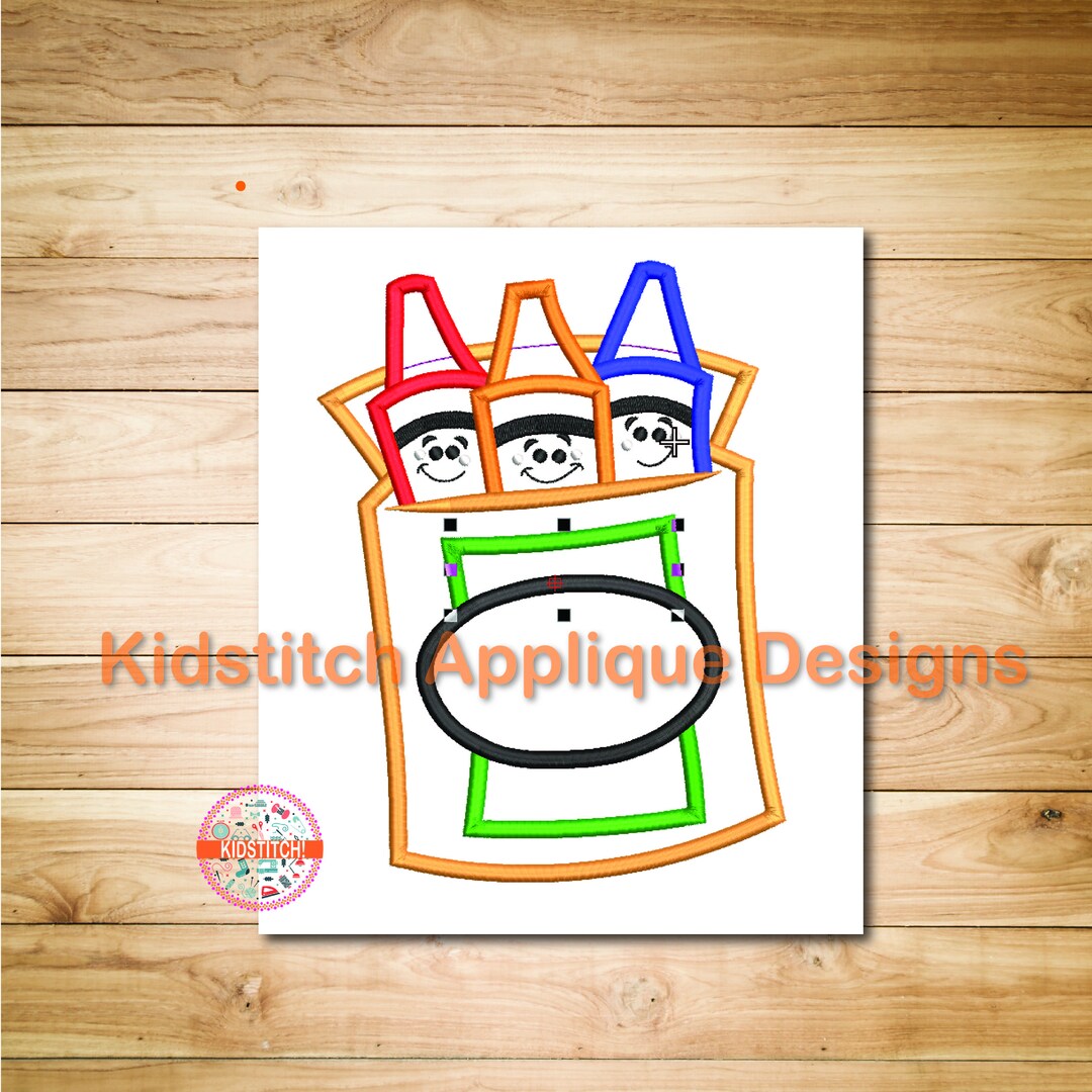 Box of Crayons Digital Machine Embroidery Applique Design, Crayons ...