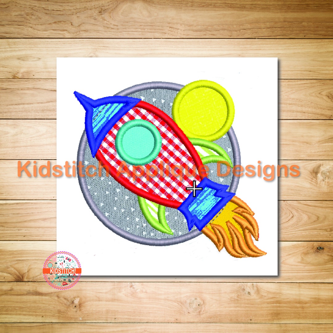 Space Rocket Digital Machine Embroidery Applique Design, Rocket ...