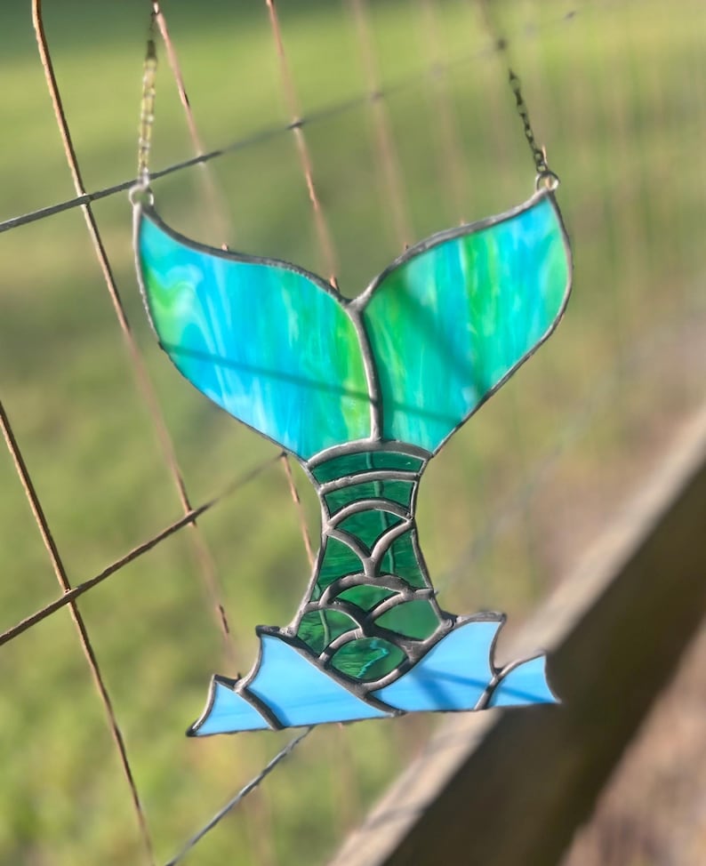 Mermaid Tail Stained Glass Suncatcher - Etsy