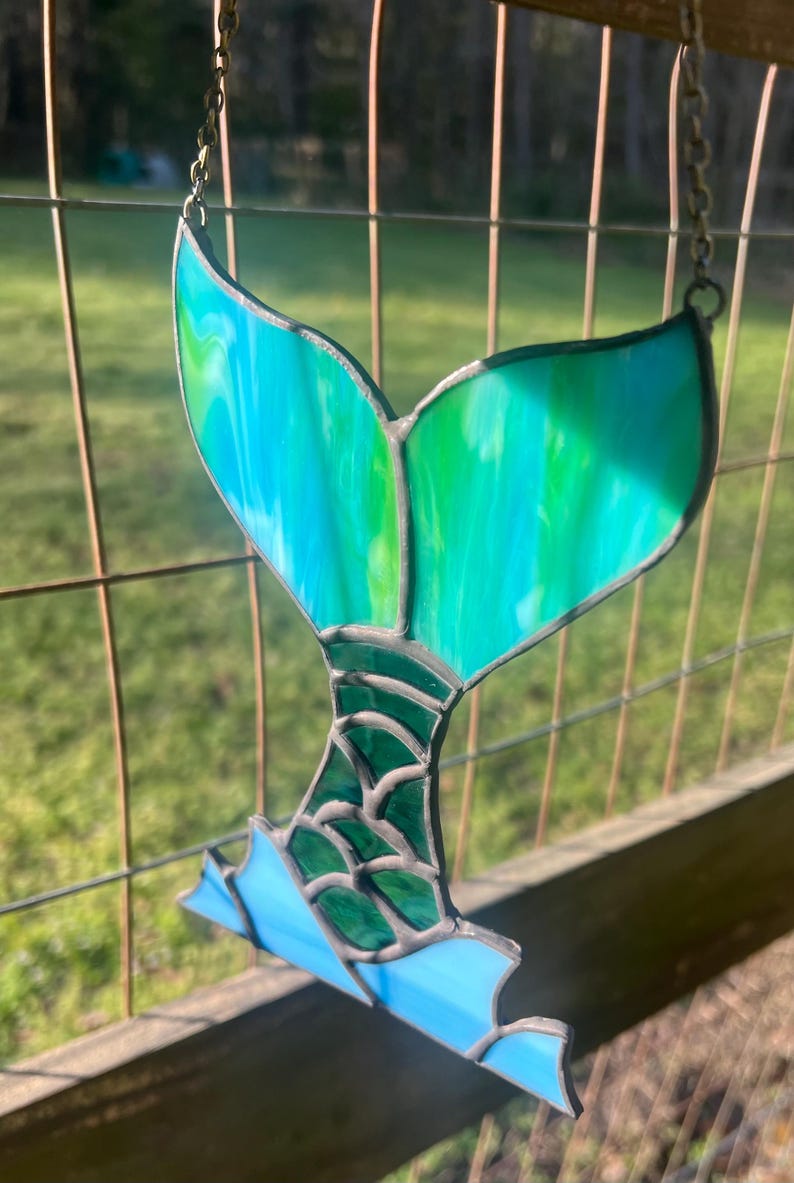 Mermaid Tail Stained Glass Suncatcher - Etsy