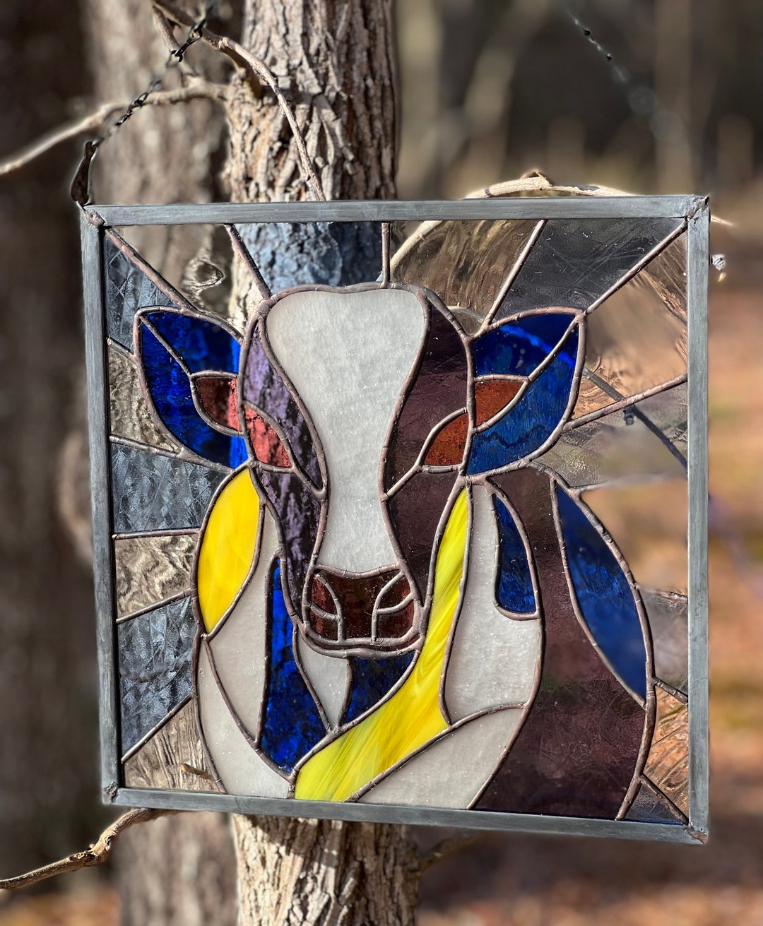 Colorful Cow Stained Glass Panel - Etsy