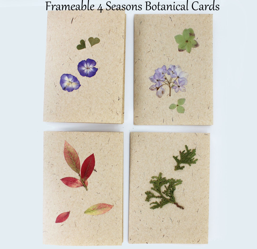 Frameable Handmade Botanical Cards With Pressed Flowers and Pressed ...