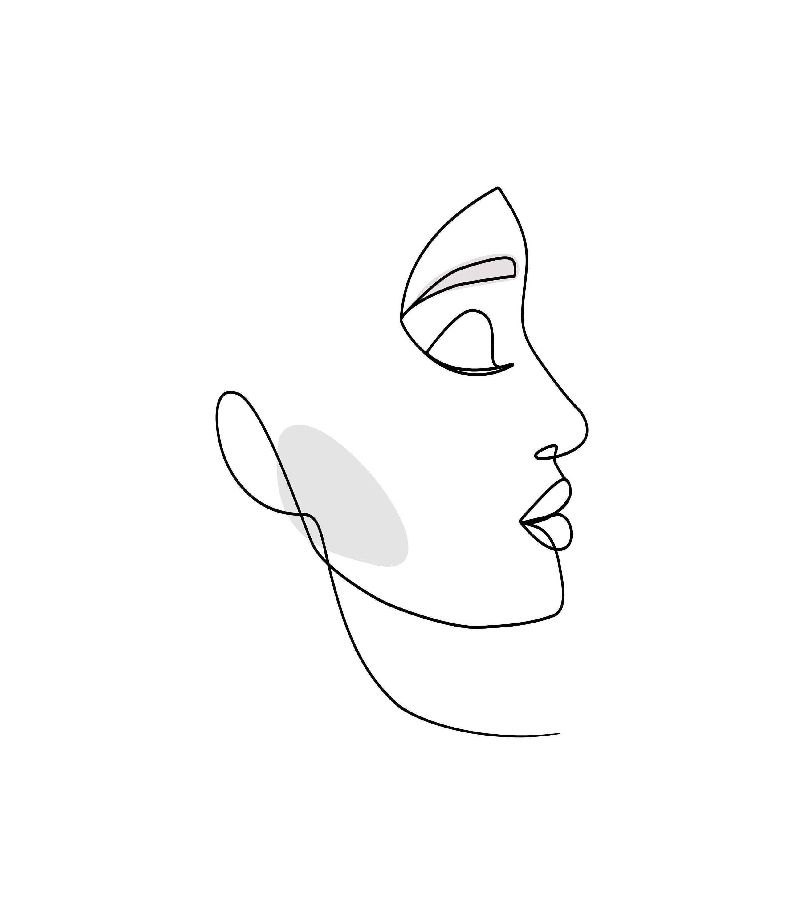 Minimalistic Neutral Woman's Face Line Art, Wall Art, Downloadable ...
