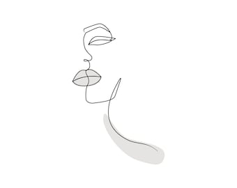 Minimalistic Neutral Woman's Face Line Art, Wall Art, Downloadable ...