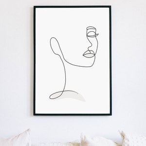 Minimalistic Neutral Woman's Face Line Art, Wall Art, Downloadable ...