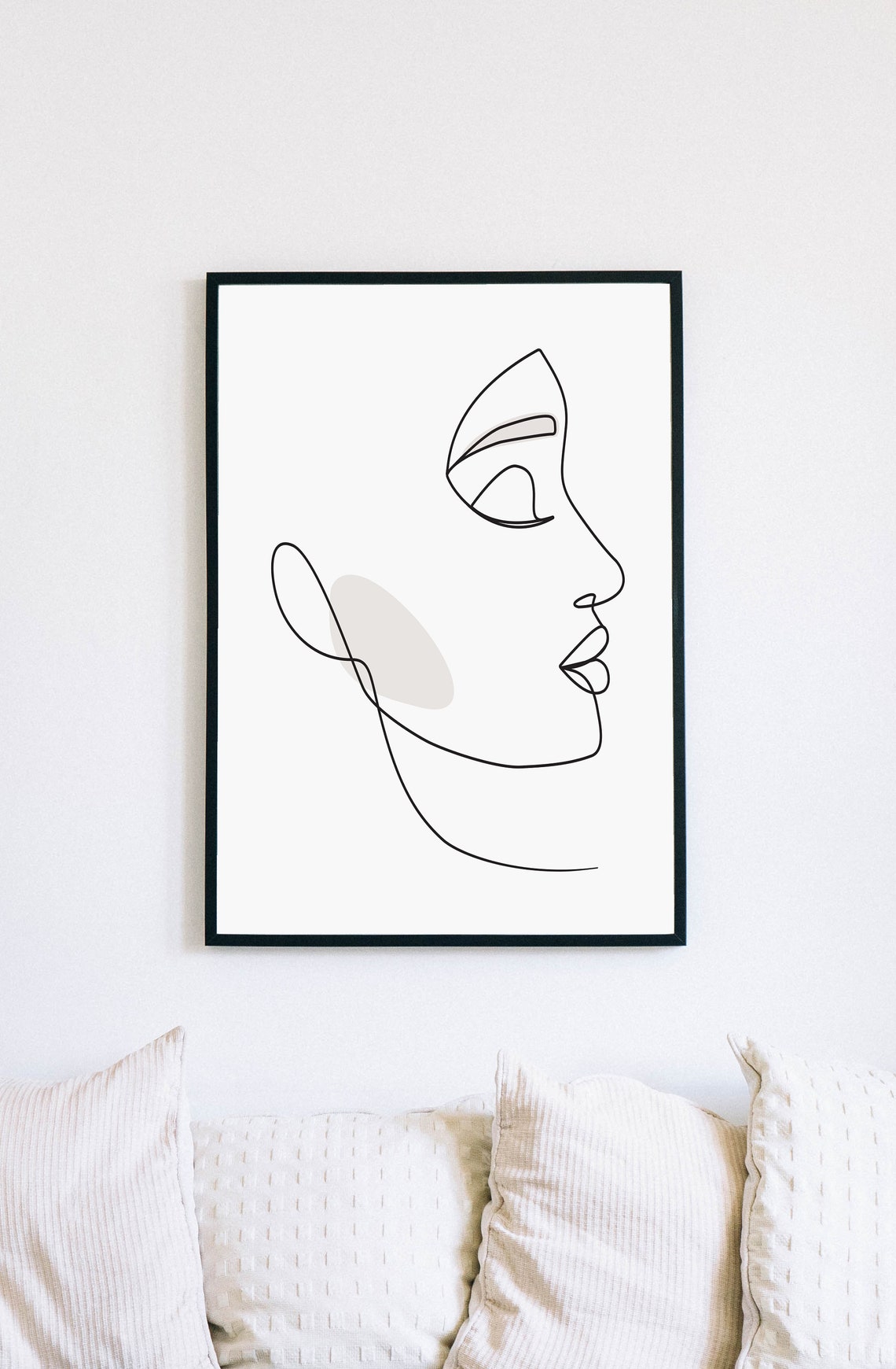 Minimalistic Neutral Woman's Face Line Art, Wall Art, Downloadable ...
