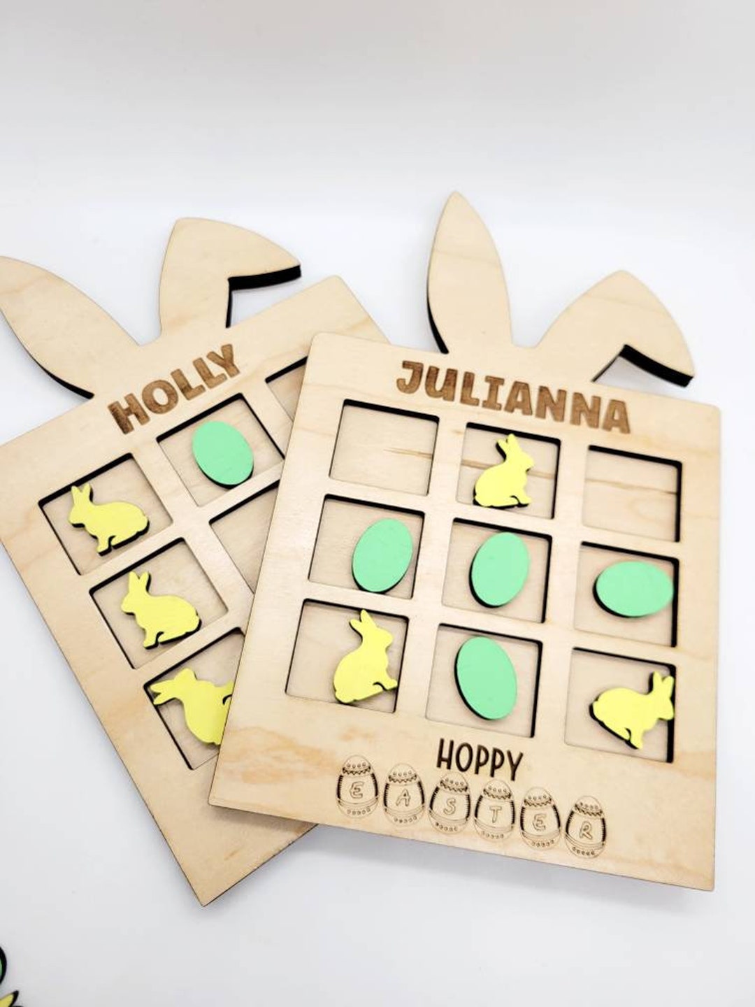 Bunny Shaped Tic Tac Toe Board, Kids Easter Basket Stuffer, Hoppy ...