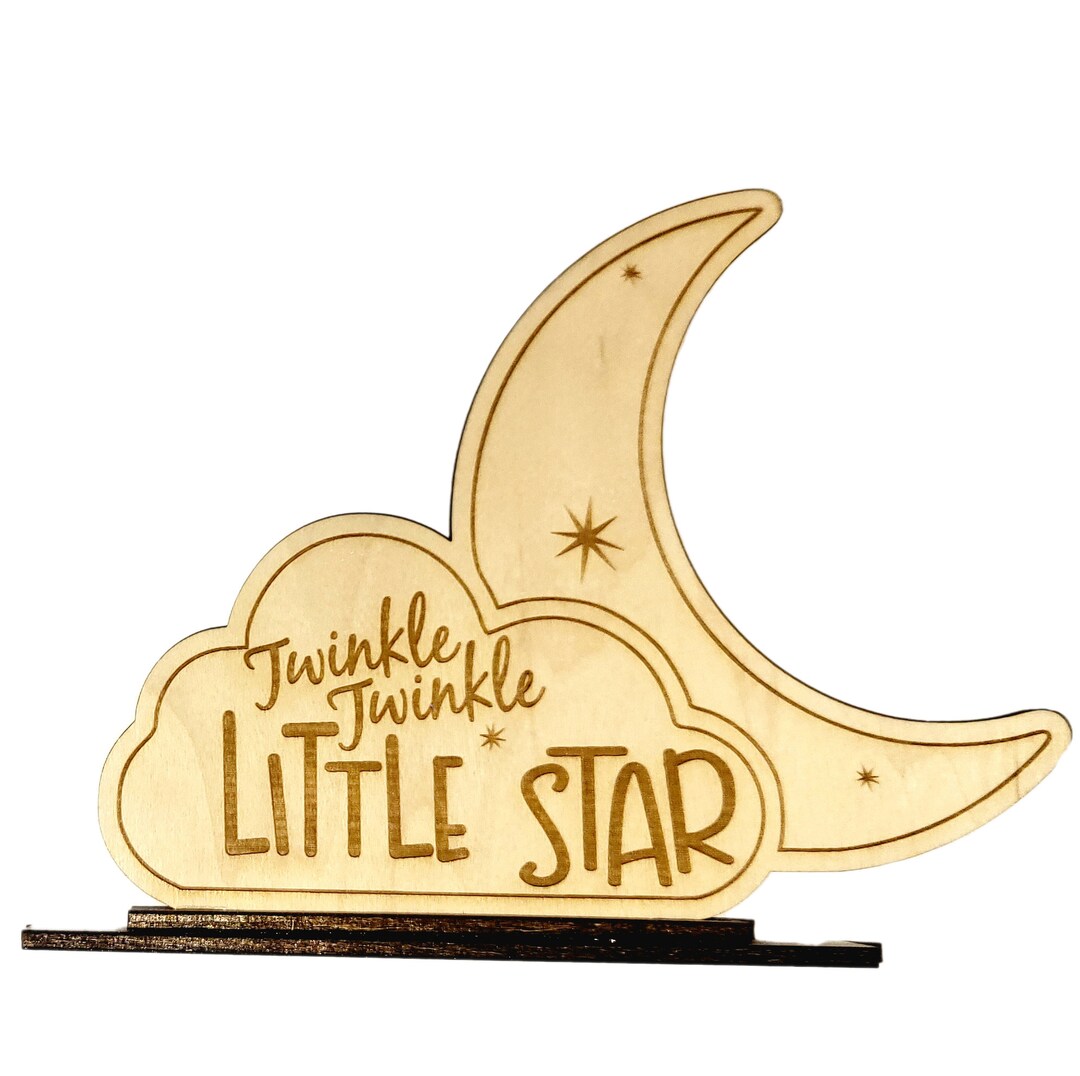 Twinkle Twinkle Little Star, Moon and Clouds, Wood Sign, Nursery Decor ...