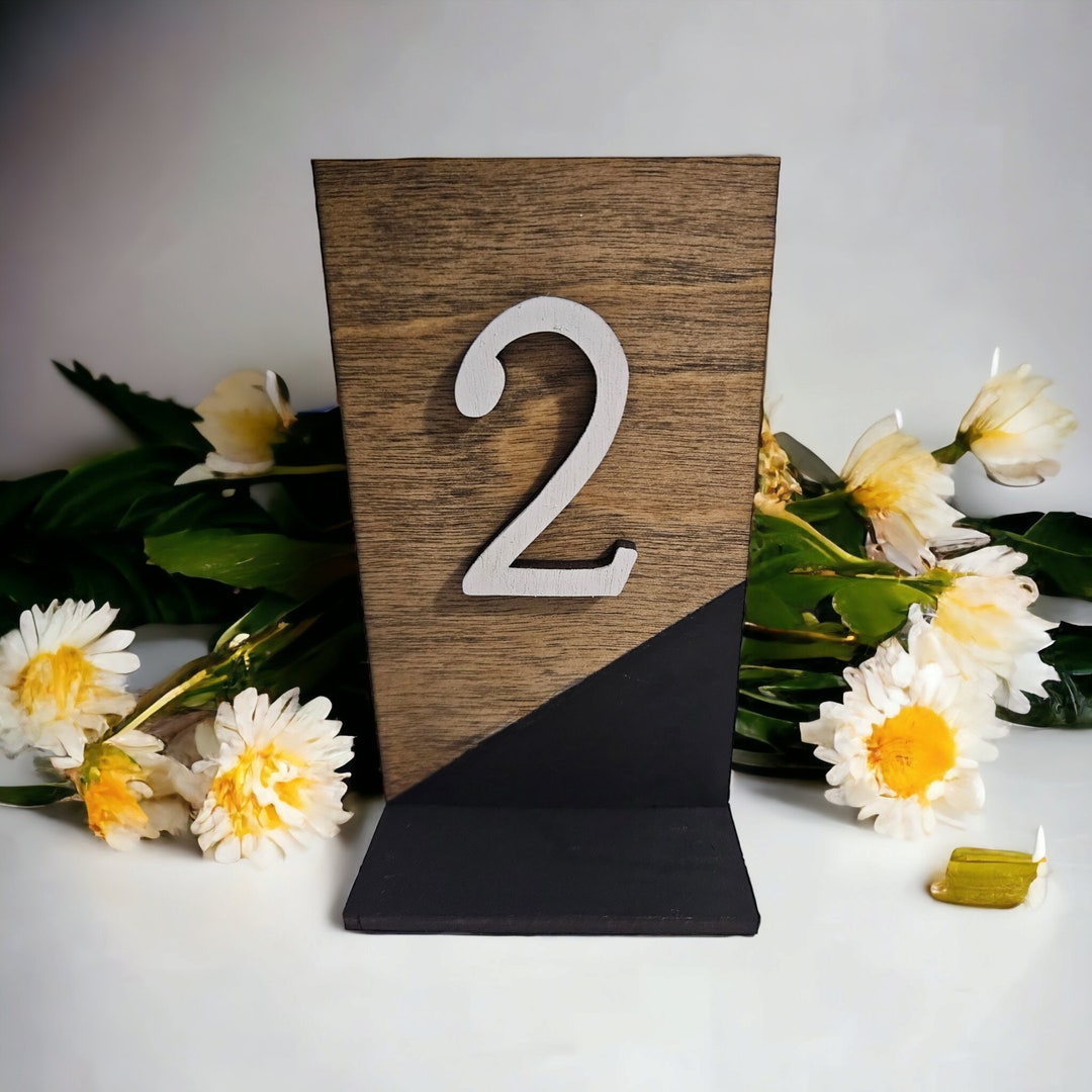 Wood and Black Wedding Table Numbers Dark Oak Table Settings - Etsy