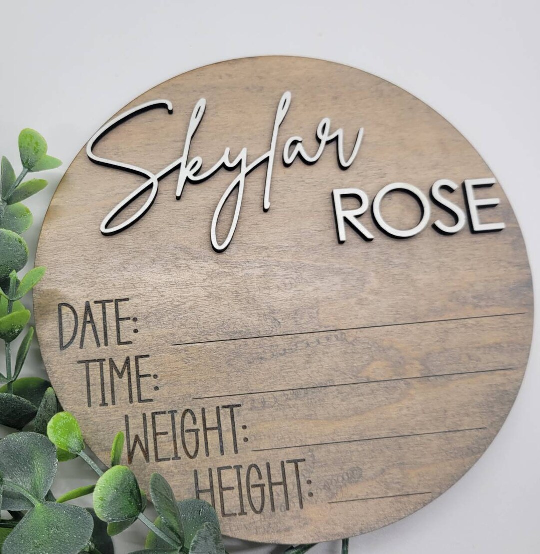 Birth Annoucement for Hospital, Baby Name Sign for Hospital, Wood Birth ...