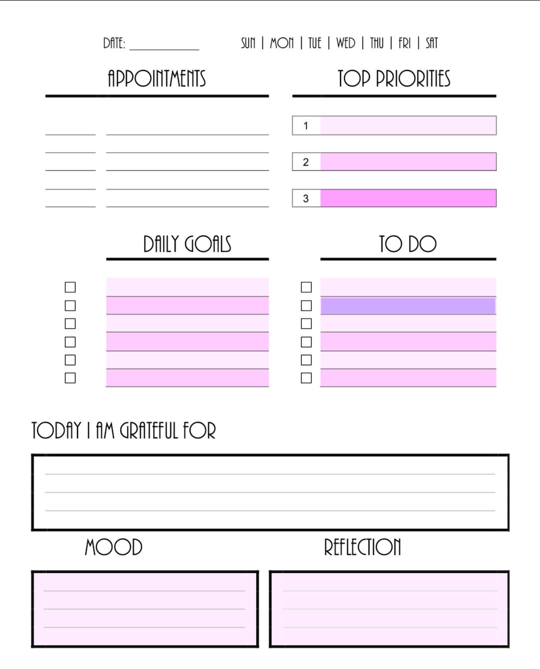 Editable PDF Daily Planner - Etsy
