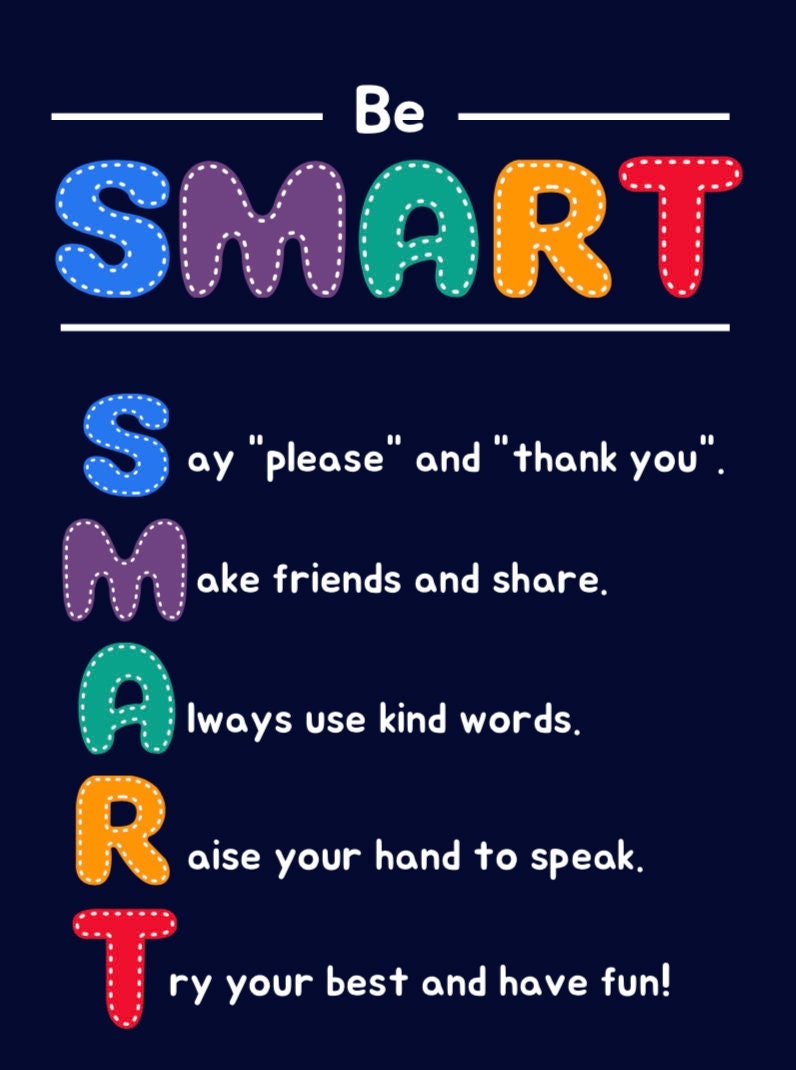 Classroom Management Poster: BE SMART Primary - Etsy