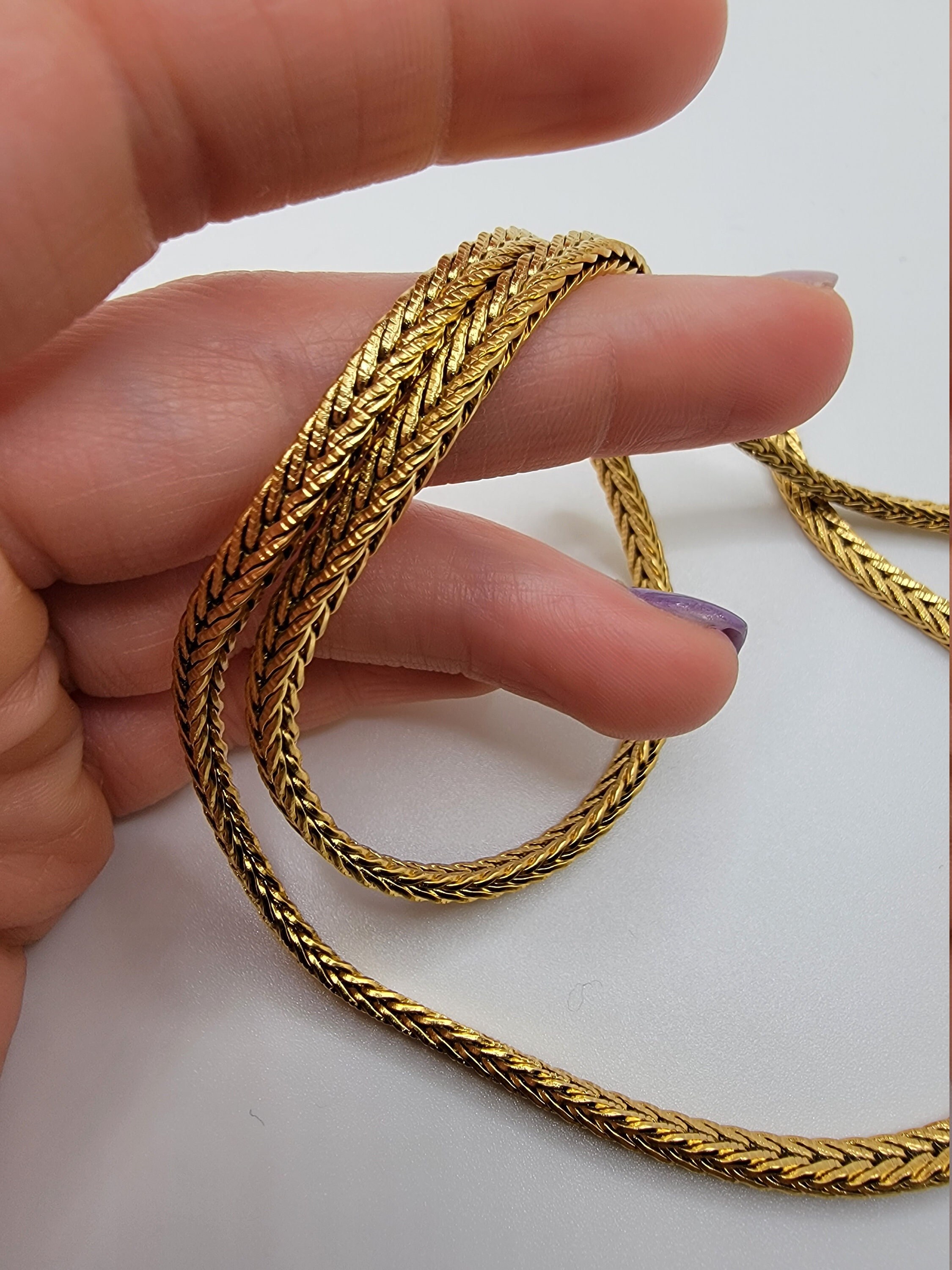 Square Wheat Chain Stainless Steel and Yellow Gold Gold Wheat Chain ...