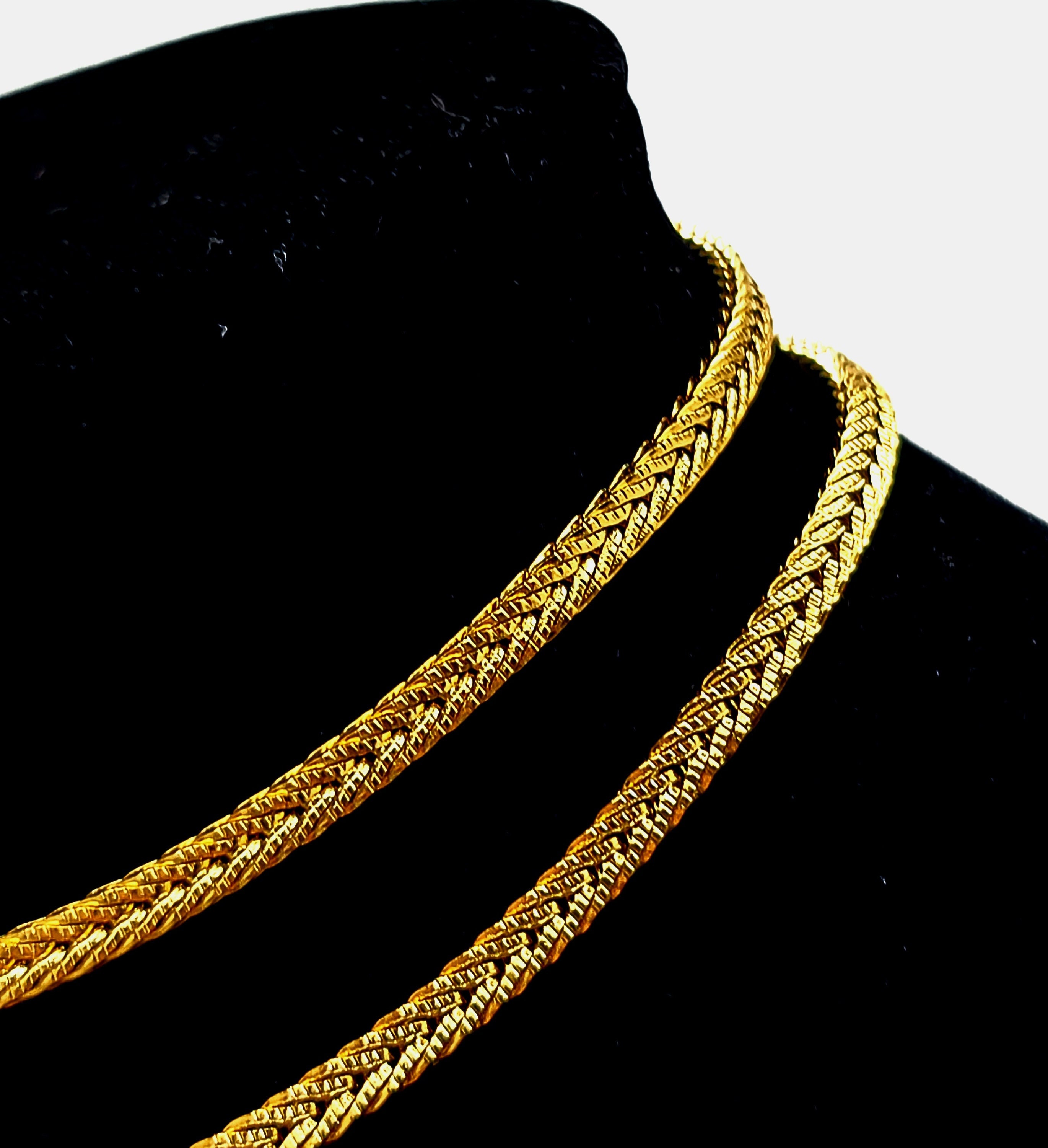 Square Wheat Chain Stainless Steel and Yellow Gold Gold Wheat Chain ...