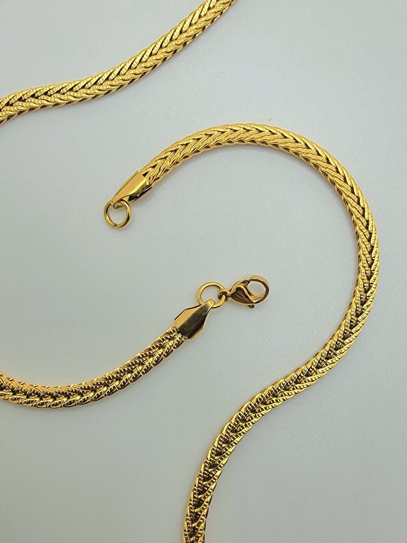 Square Wheat Chain Stainless Steel and Yellow Gold Gold Wheat Chain ...