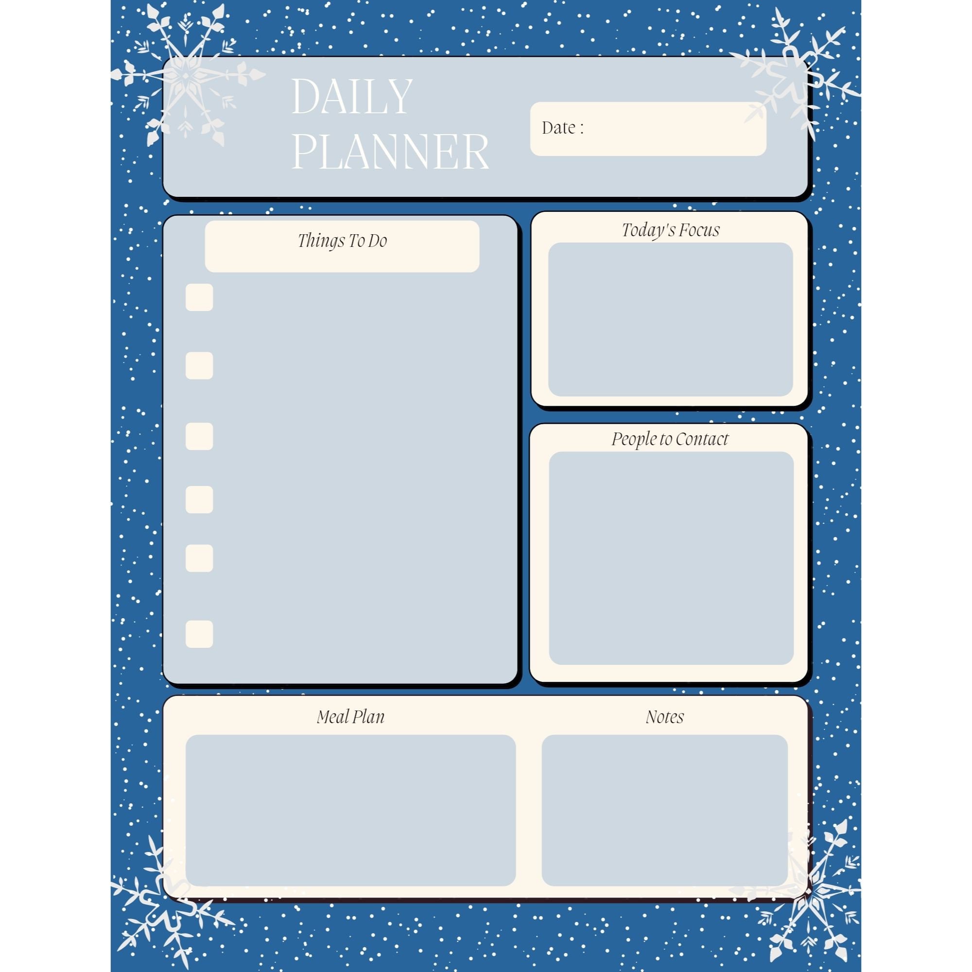 Winter Themed Daily Planner Printable - Etsy
