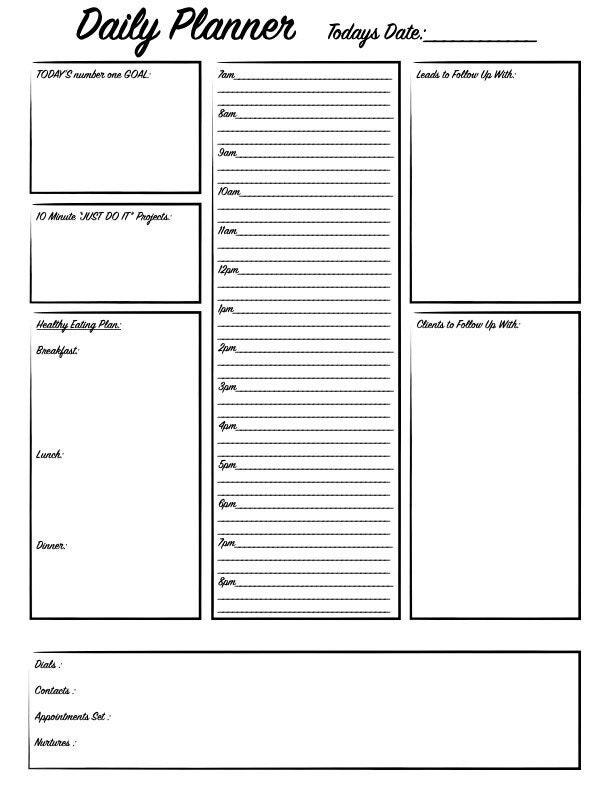 Daily Planner Printable Page for Real Estate Agents - Etsy