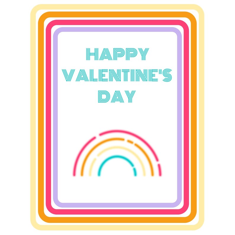 Valentine's Day Printable Cards Rainbow - Etsy