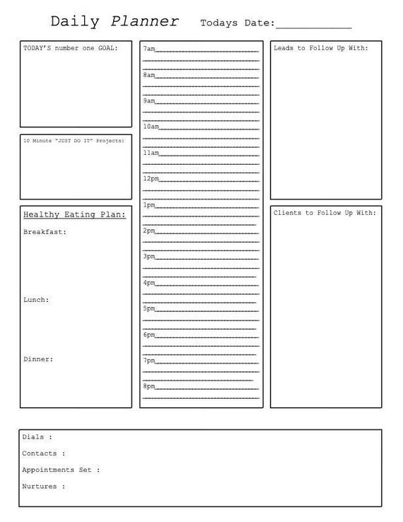 Daily Planner Printable Page for Real Estate Agents - Etsy