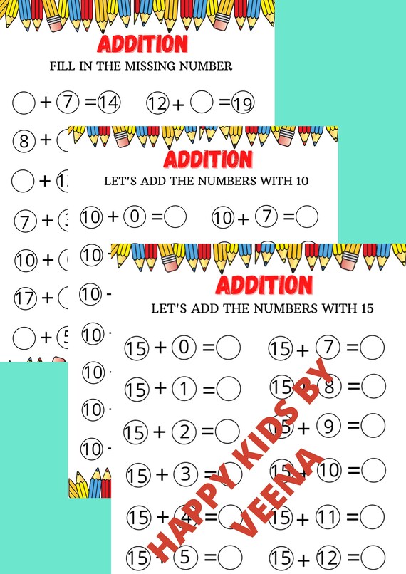 Printable Addition Worksheets for Kids Maths Age 5 to 7 | Etsy