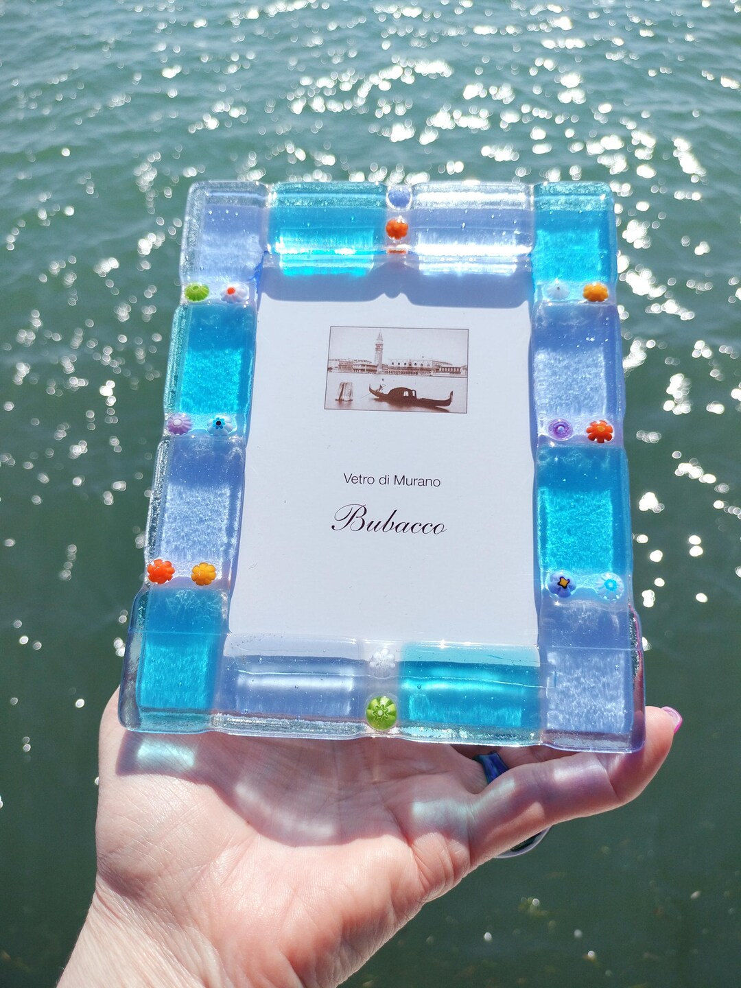 Table Photo Frame, Gift Idea, Cadre Photo En Verre De Murano, Frames ...