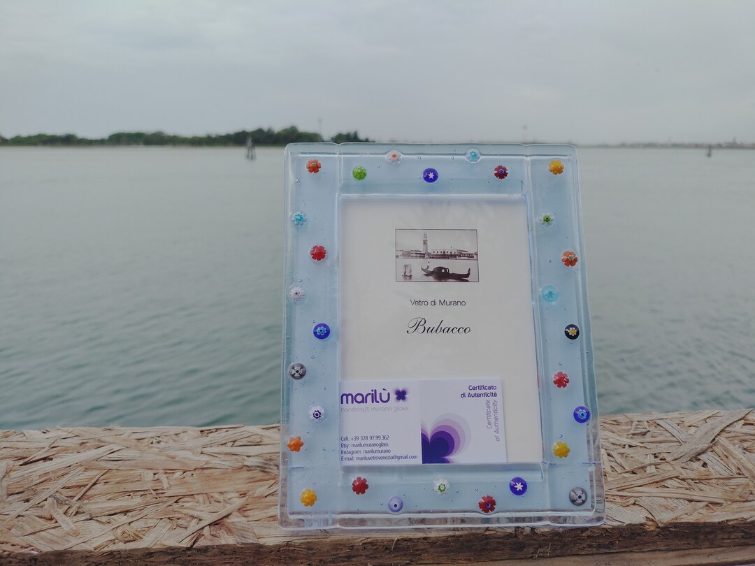 Table Photo Frame, Gift Idea, Cadre Photo En Verre De Murano, Frames ...
