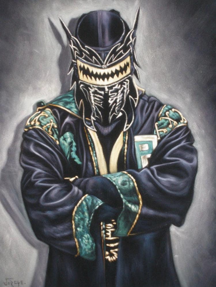 Super Dragon Mexican Wrestling Black Velvet Original Oil | Etsy