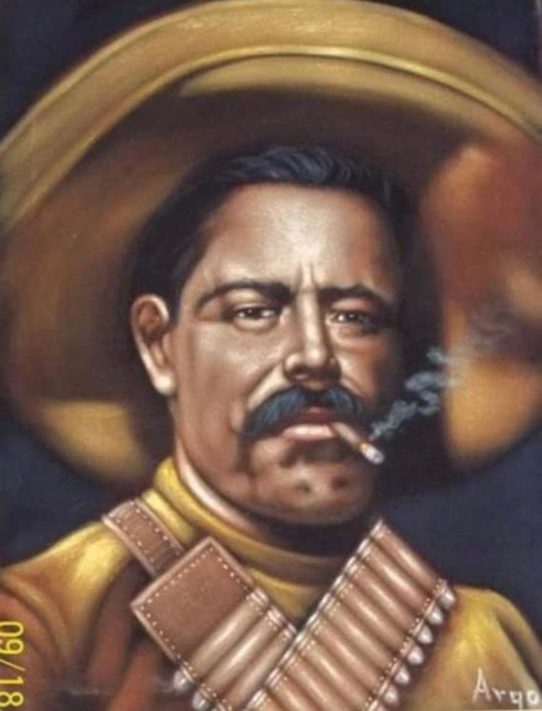 Pancho Villa Badass Revolution Hero Black Velvet Oil Painting Hand ...