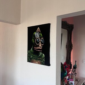 Sleestak Land of the Lost Black Velvet Oil Painting Hand Painted Signed ...