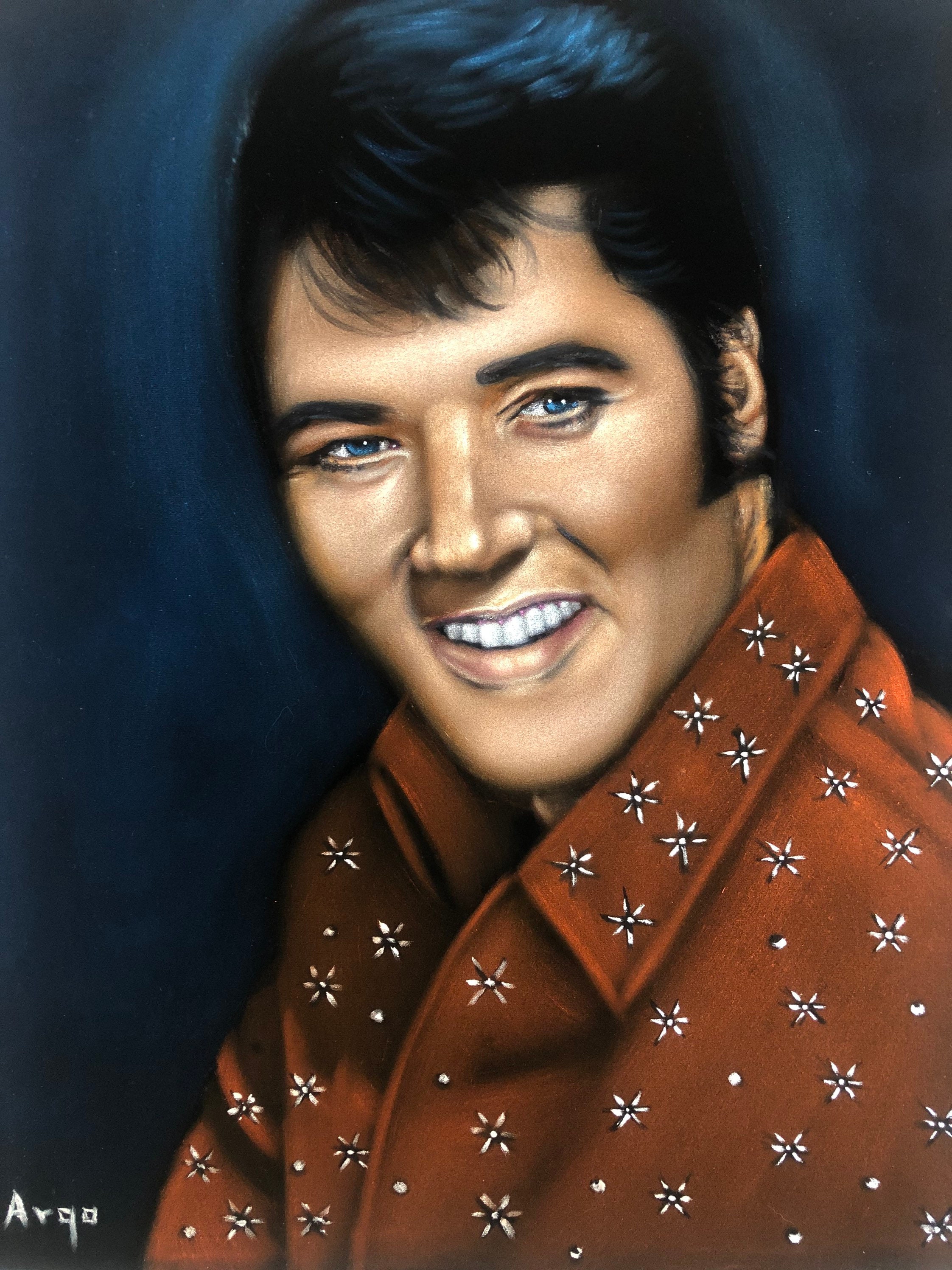 Young Elvis Presley the King Black Velvet Original Oil - Etsy