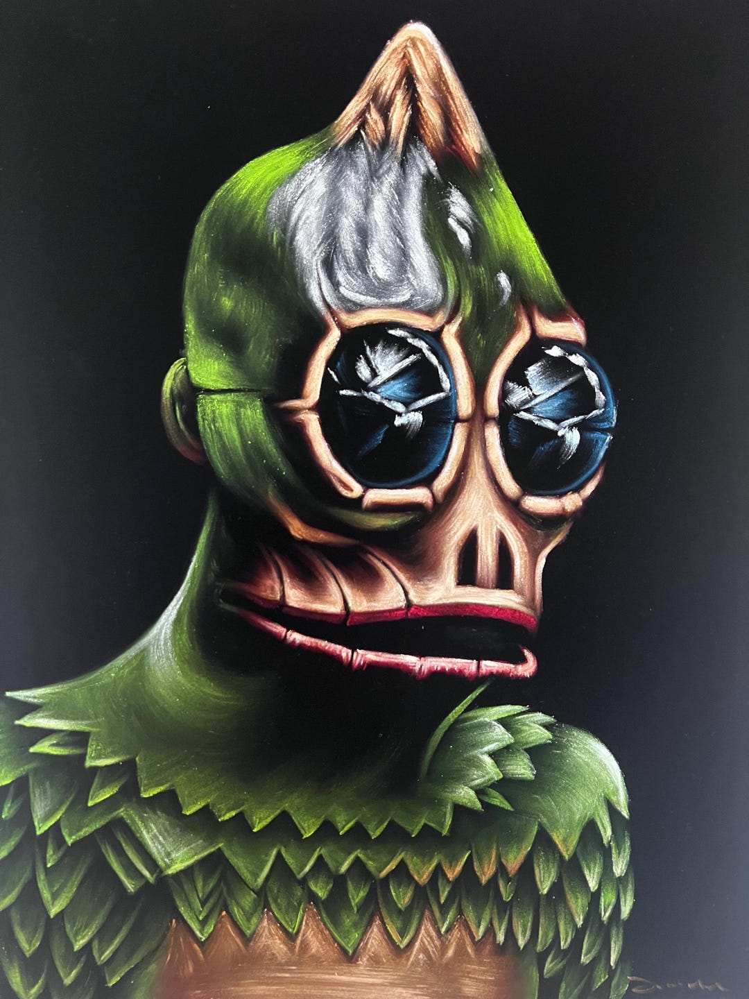 Sleestak Land of the Lost Black Velvet Oil Painting Hand Painted Signed ...