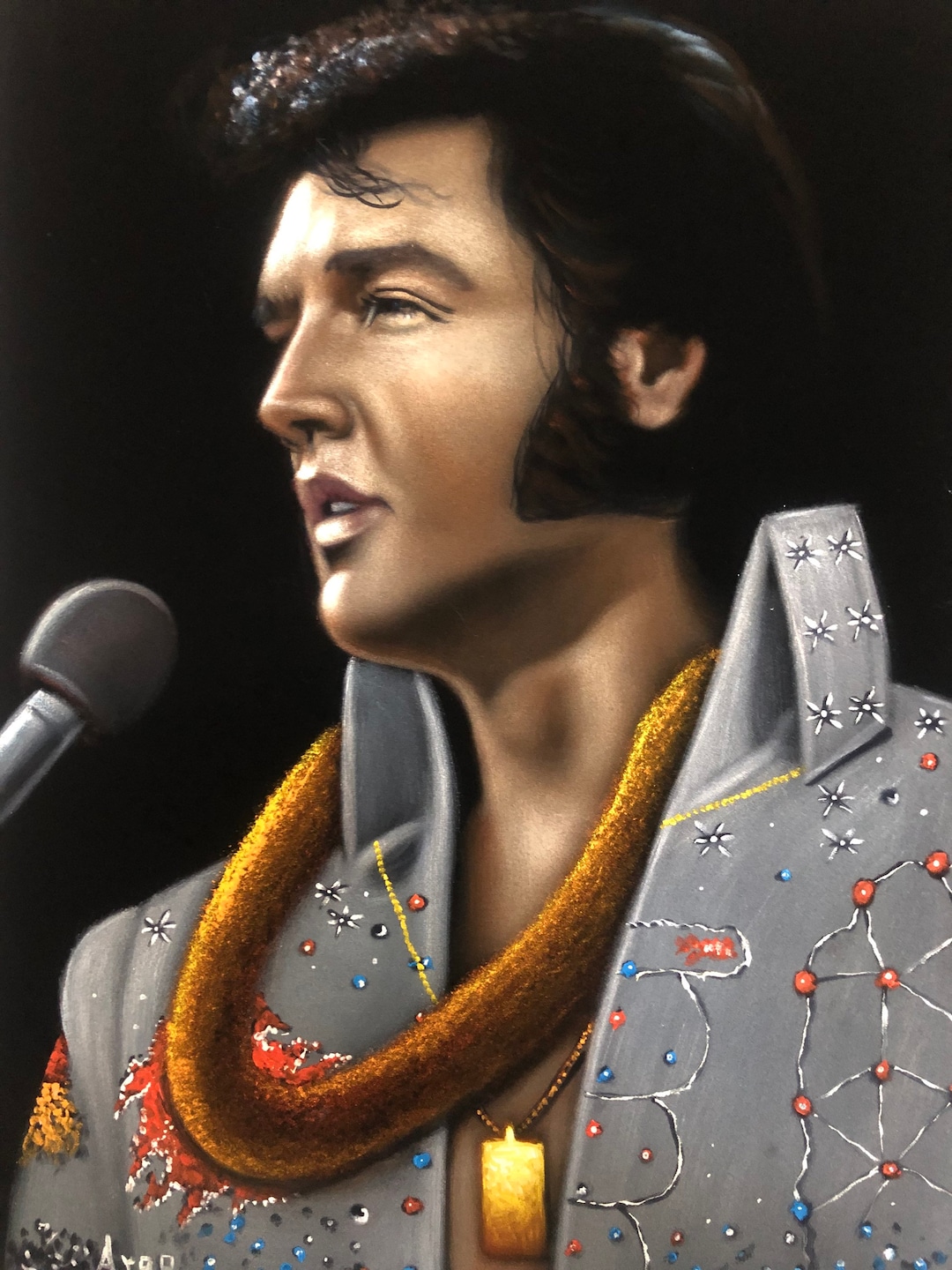 Elvis Presley the King Black Velvet Original Oil Painting - Etsy