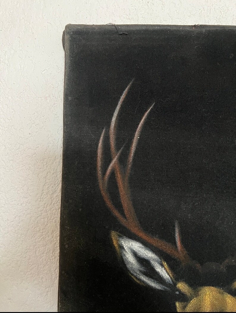 Deer Wild Anima Vintage Velvet Oil Painting Art - Etsy