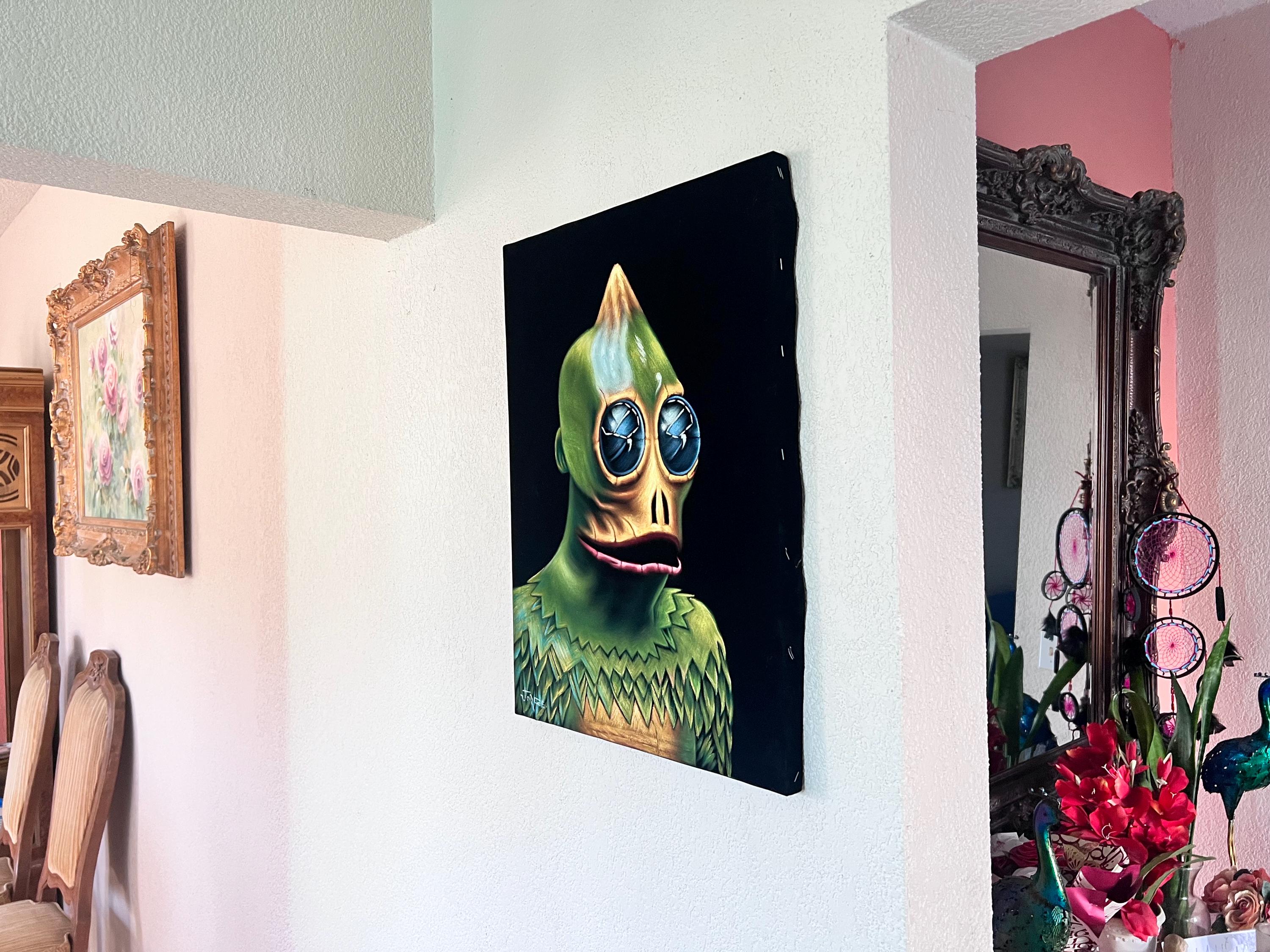 Sleestak Land of the Lost Black Velvet Oil Painting Hand Painted Signed ...